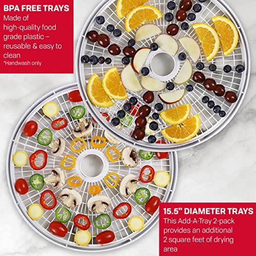 NESCO TR-2 White Plastic Round 15 1/2" Add-A-Trays, to fit 1000 Series Food Dehydrators, 2 Pack