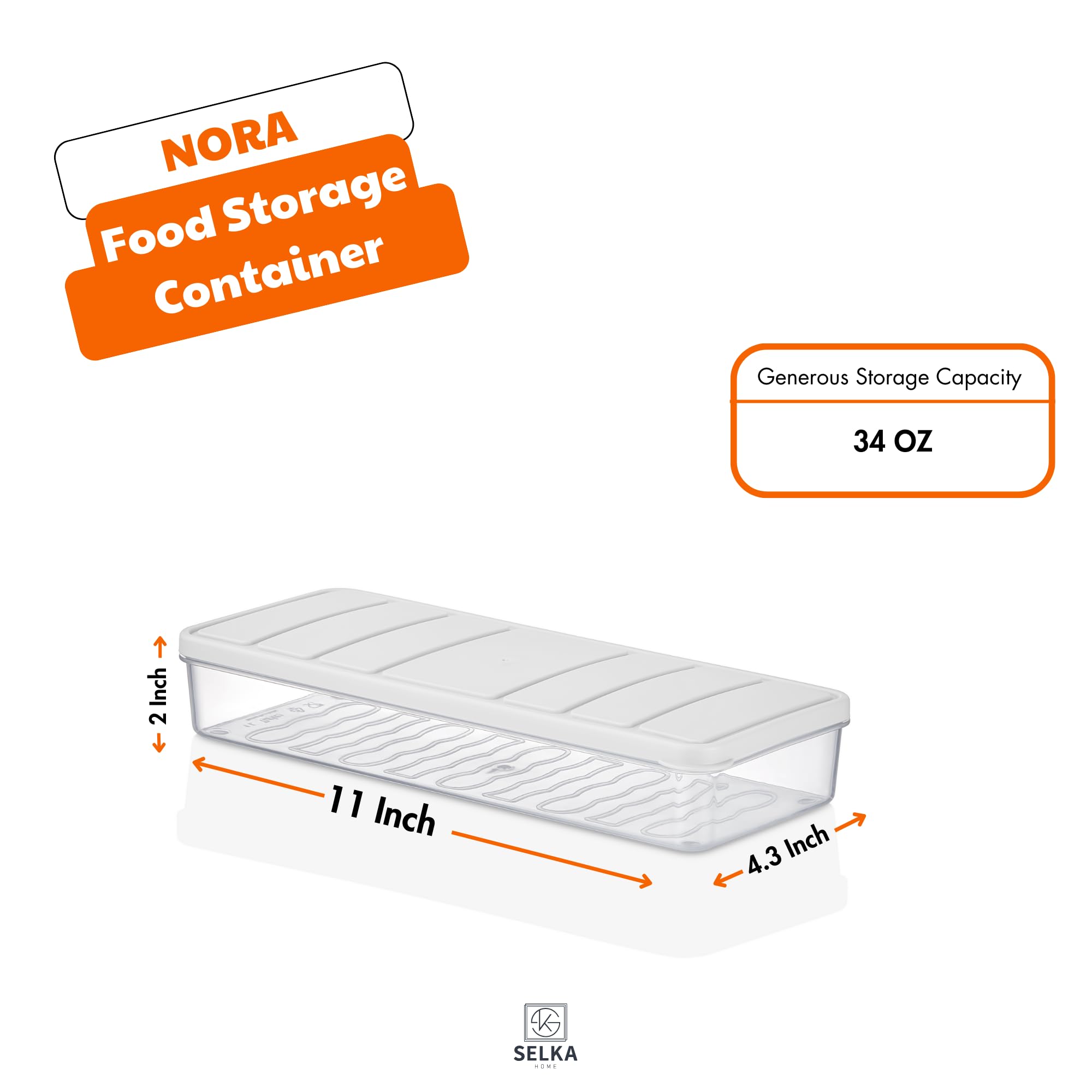 Selka Home - Airtight Food Storage Containers with Lids, Freezer Organizer Bins, Nora 4 Piece, 34 Oz, Storage Container, Ecru