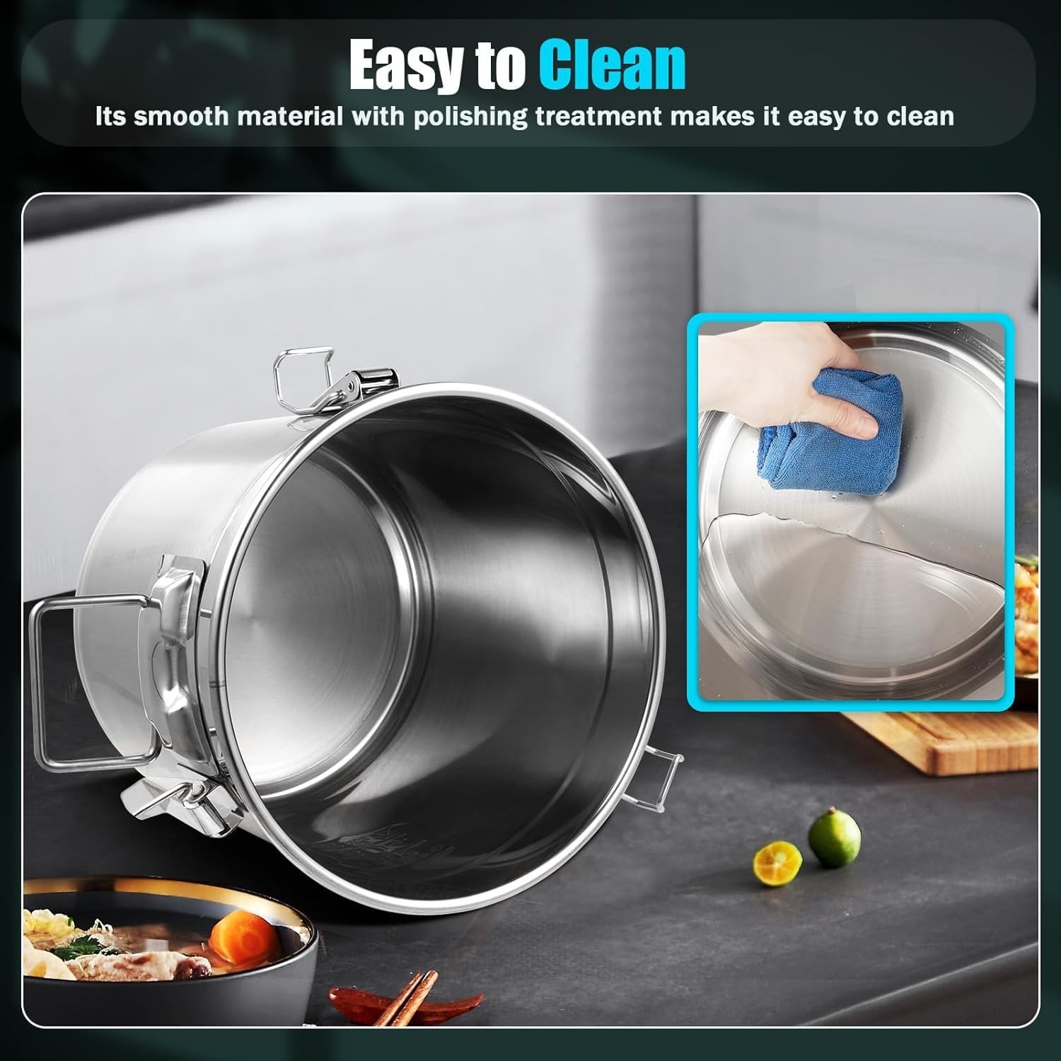 GCIUEMMH 6L/12L Stainless Steel Airtight Canister for Kitchen - 304 Stainless Steel Kitchen Cereal Container Milk Storage Canister Flour Container Kitchen Storage Bucket With Lid and Handles (12L)