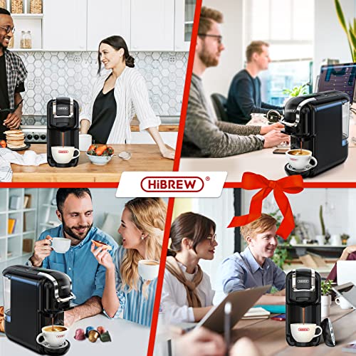 Pod Coffee Maker Single Serve, HiBREW 5-in-1 Espresso Machine for Pods, Kcup*/Nes* Original/DG*/ESE Pod/Espresso Powder Compatible, Cold/Hot Mode, 20 oz Removable Reservoir, LED Bars Indicator, 19 Bar