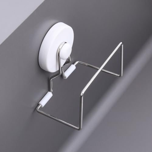 Magnetic Kitchen Sponge Holder for Stainless Steel Sink, Rubber Covered Strong Magnets, SUS 304 Stainless Steel Dish Sponge Holder, White Pack of 1