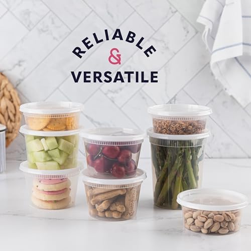 Deli Containers With Lids - [20-Pack] - (32 Oz) - Soup & Food Storage Containers Takeout To Go - Storage and Freezer Airtight Plastic Containers - Microwave, Freezer & Dishwasher Safe BPA-Free