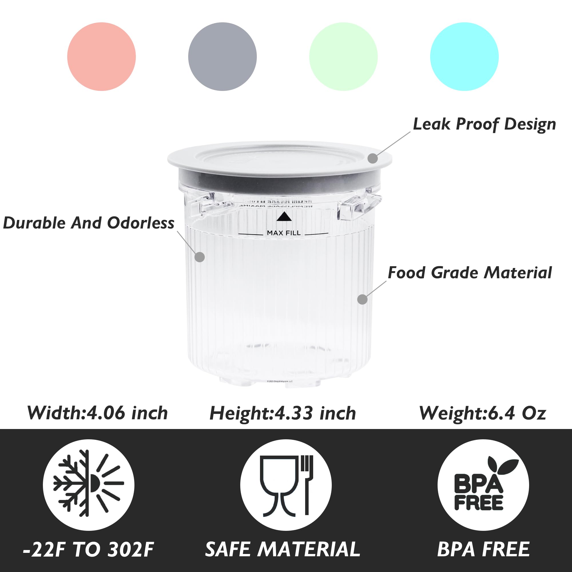 Wiselet 16 Oz Pint Containers 4 Pack, Compatible with Ninja NC100&NC200 Series Creami Ice Cream Maker, Dishwasher Safe, BPA FREE, Leak Proof, Transparent,