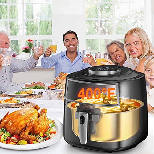 MAISON HUIS 8QT Latest Model Air Fryer with Detachable Propeller Shaft & Viewing Window, LED Digital Touch Screen Adjustable Temperature Control with 7 Presets Functions, 1700W