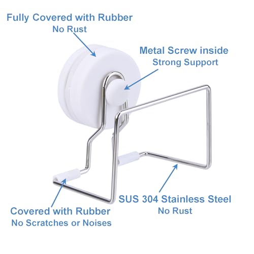 Magnetic Kitchen Sponge Holder for Stainless Steel Sink, Rubber Covered Strong Magnets, SUS 304 Stainless Steel Dish Sponge Holder, White Pack of 1