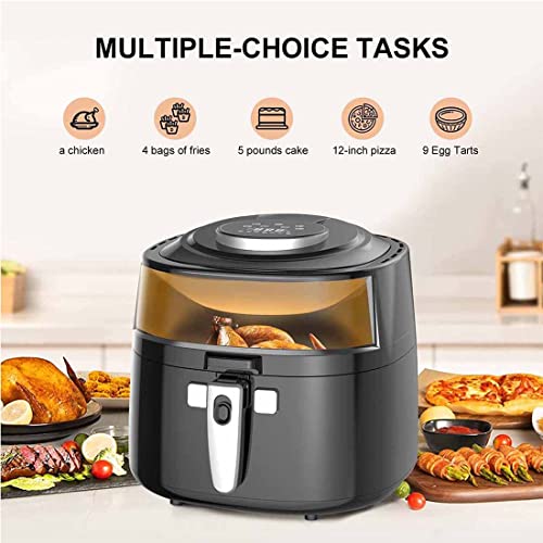 MAISON HUIS 8QT Latest Model Air Fryer with Detachable Propeller Shaft & Viewing Window, LED Digital Touch Screen Adjustable Temperature Control with 7 Presets Functions, 1700W