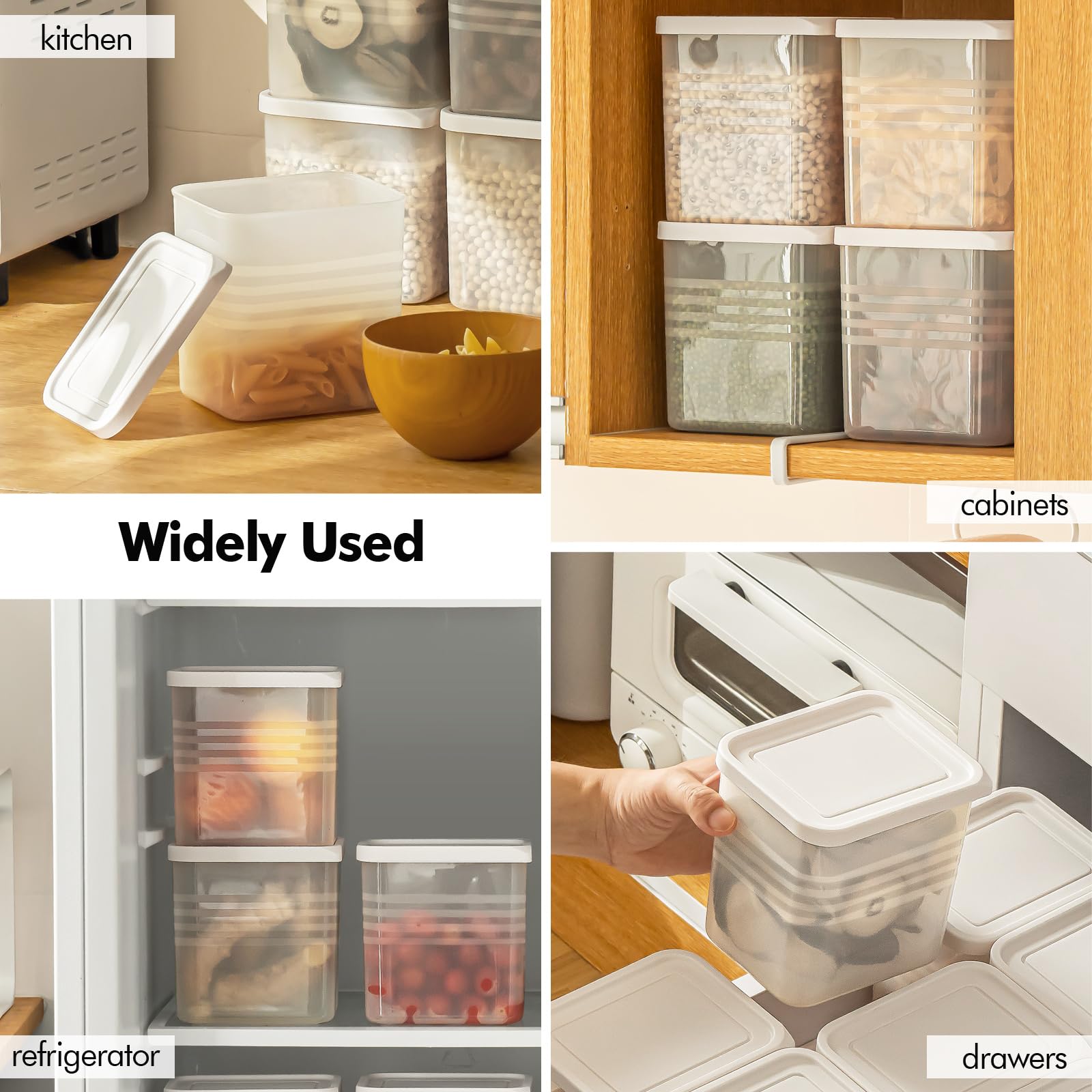 Poeland 3 Pack Refrigerator Organizer Boxes, Fridge Side Door Storage Containers with Lid, Stackable Food Storage Organizer for Kitchen, Refrigerator (Translucent)