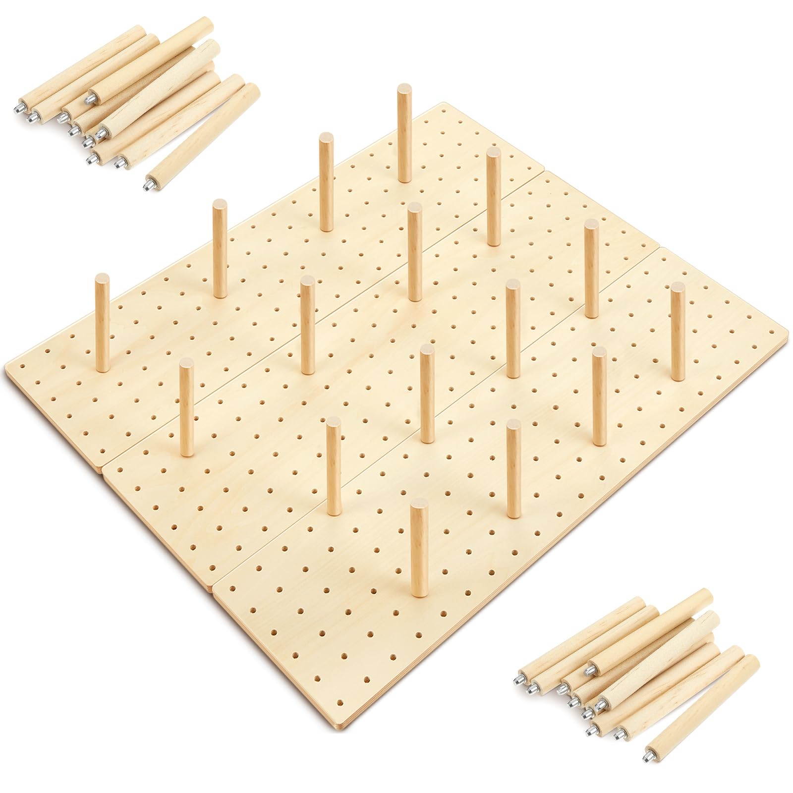 Kigley 3 Pcs Wood Pegboard Drawer Organizer with 32 Pegs Wooden Peg Board Drawer Shelf Organizer Adjustable Peg System for Dishes Plate Pot Container Cookware Utensil Kitchen(20.98 x 5.91 in)