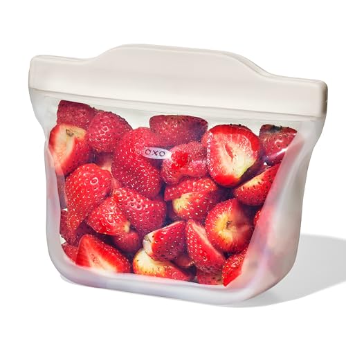 OXO Good Grips Silicone Reusable Bag – Stand-Up Snack (12 oz) – Oat