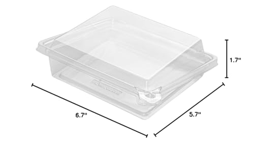 Restaurantware Tamper Tek 6.8 x 5.7 x 1.7 Inch Rectangle Take Out Containers 100 Durable Sandwich To-Go Containers - Tamper-Evident Freezable Clear Plastic Sandwich Containers With Hinged Lids