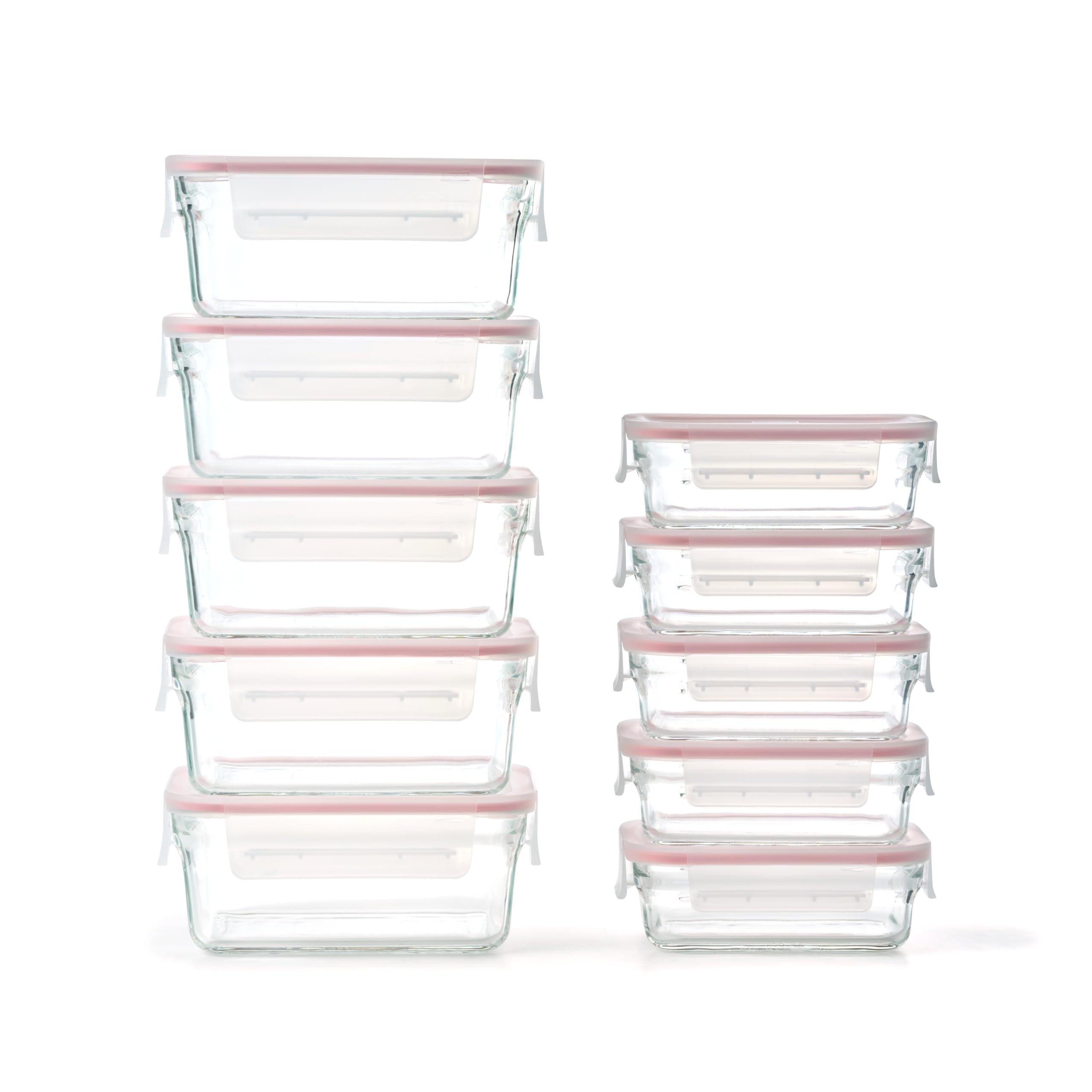 GLASSLOCK 10 pack Glass Meal Prep set (13oz & 34oz) - 100% Airtight & Leakproof, Dishwasher Safe, BPA Free lids, Freezer to Oven Safe, Lunch Bento Box, Pantry & Kitchen Storage