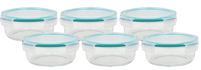 BOVADO USA 1 Cup Snap Tight Lids Glass Food Storage Containers (6 Pack) | Nonpourous Dishwasher, Freezer & Oven Safe Glass, Easy-Clean | Clear Lids