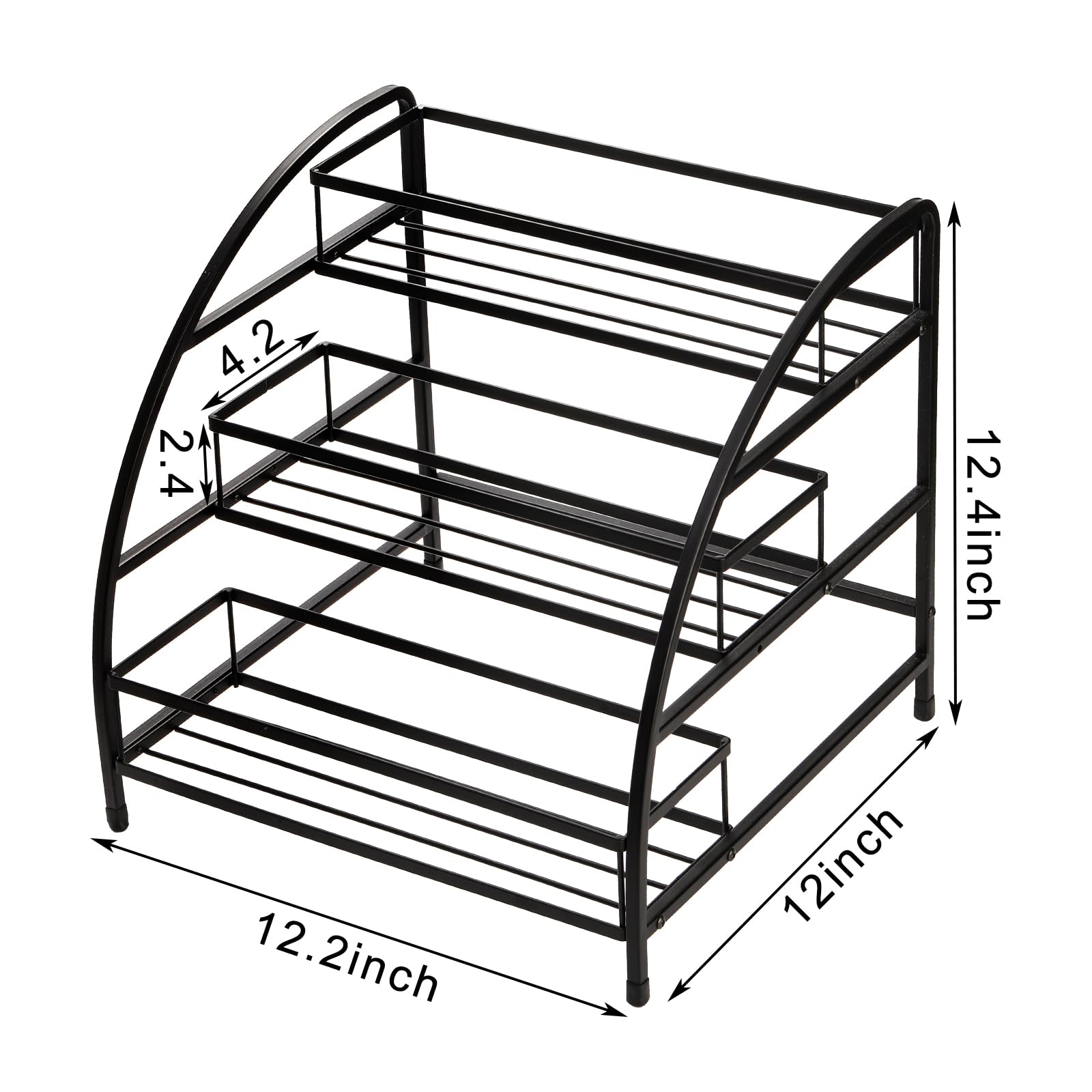 SOUJOY Coffee Syrup Rack Organizer, 9-12 Bottles Wine Holder Stand, 3-Tier Metal Wire Countertop Storage Rack, Freestanding Shelves for Coffee Bar Station, Kitchen, Syrup Wine Dressing Cocktail