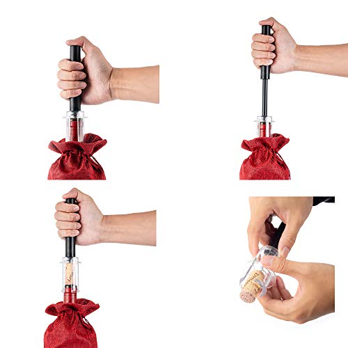 Wine Ziz Amazingly Simple Wine Opener with Foil Cutter Gift Set for Wine Lovers | Wine Pump Air Pressure Wine Bottle Opener Easy Cork Remover Corkscrew | Wine Bottle Openers (Black, 2)