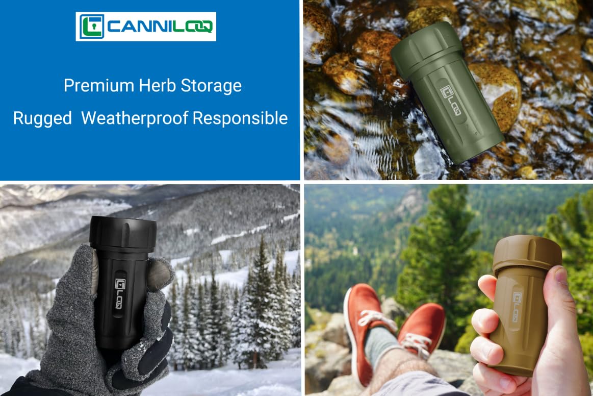 Canniloq TXD120 Premium Rugged Storage Jar and Airtight Container Keeps Herbs Fresh, High Strength Zytel, 120ml, Tan Body, Tan Cap