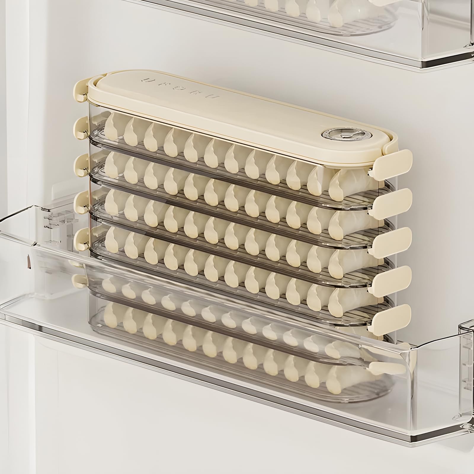 Fridge Storage Boxes With Lids, Dumpling Box Refrigerator Organizer Stackable Storage with Lids, Portable Multi Layer Quick Frozen Food Storage Container for Kitchen Fridge (transparent, 6 layer)