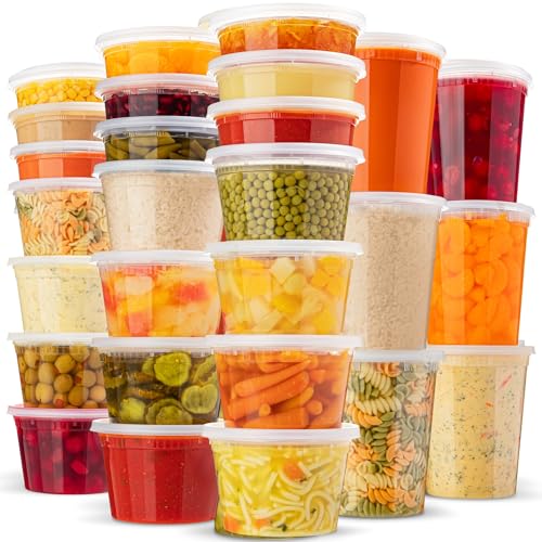 Food Storage Containers With Lids - [48 Pack] - (3 Sizes - 8, 16 & 32 Oz) - Plastic Deli Containers With Lids Variaty Pack - Soup Containers With Airtight Lids - Microwave, Freezer & Dishwasher Safe