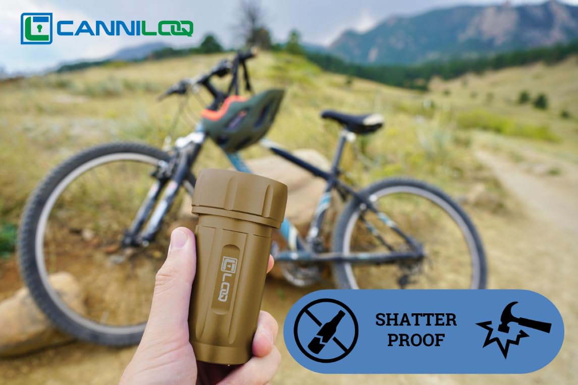 Canniloq TXD120 Premium Rugged Storage Jar and Airtight Container Keeps Herbs Fresh, High Strength Zytel, 120ml, Tan Body, Tan Cap