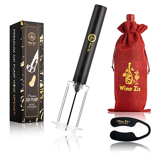 Wine Ziz Amazingly Simple Wine Opener with Foil Cutter Gift Set for Wine Lovers | Wine Pump Air Pressure Wine Bottle Opener Easy Cork Remover Corkscrew | Wine Bottle Openers (Black, 2)