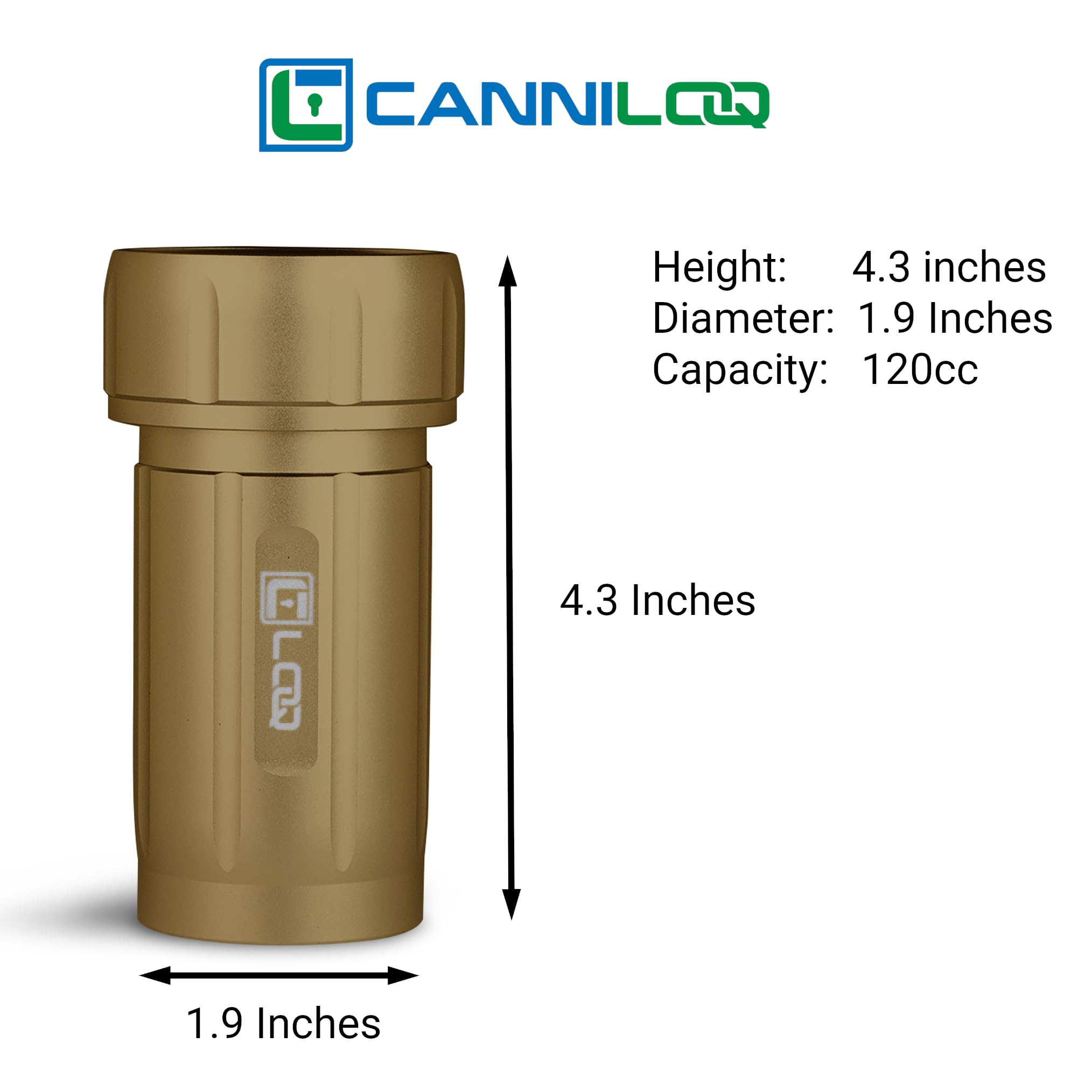 Canniloq TXD120 Premium Rugged Storage Jar and Airtight Container Keeps Herbs Fresh, High Strength Zytel, 120ml, Tan Body, Tan Cap
