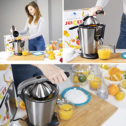Electric Citrus Juicer Fruit Machines - Stainless Steal Electric Citrus Jucers Machine Fruit Squeezer Orange Lemon Lime Electric Citrus Juicers Extractor With Anti - Drip Citrus Press 300 Watt Motor