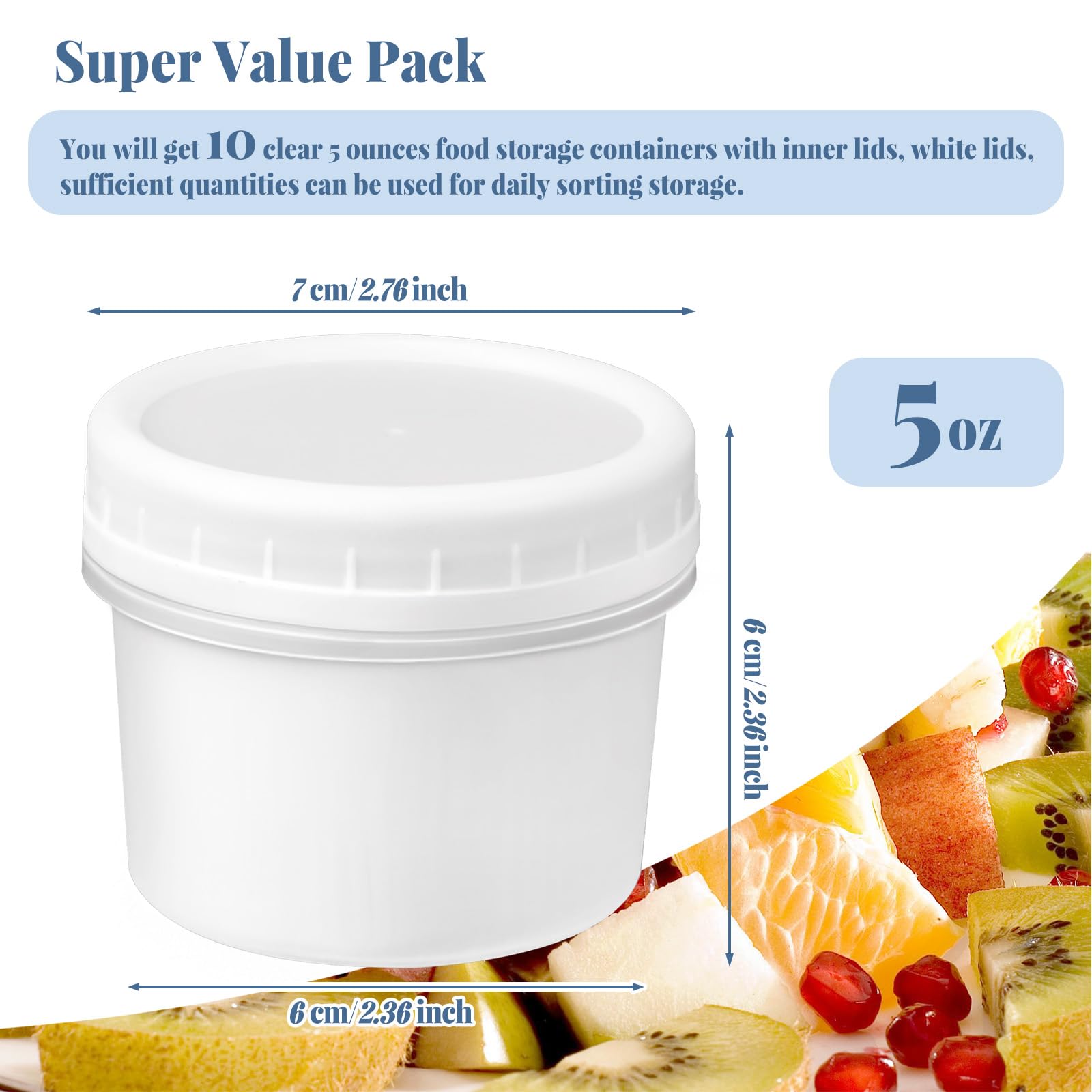 TKOnline 10 Pack 5oz Reusable Small Plastic Containers with Screw Lids, Small Food Storage Freezer Containers, Deli Containers Stackable Food Storage Jars, Sauce Condiment Jars Lunch Box Accessories
