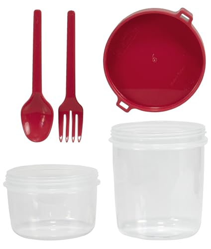 Red Co. Set of 4 Breakfast On the Go 37.1 Oz Reusable Overnight Oats Containers with Spoon & Fork – Pink, Yellow, Green, Red