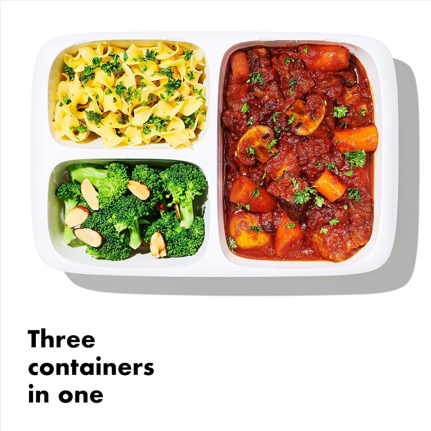 OXO Good Grips Prep & Go Divided Container 4.1 Cups/1 L - Leakproof Food Storage, Pack of 4