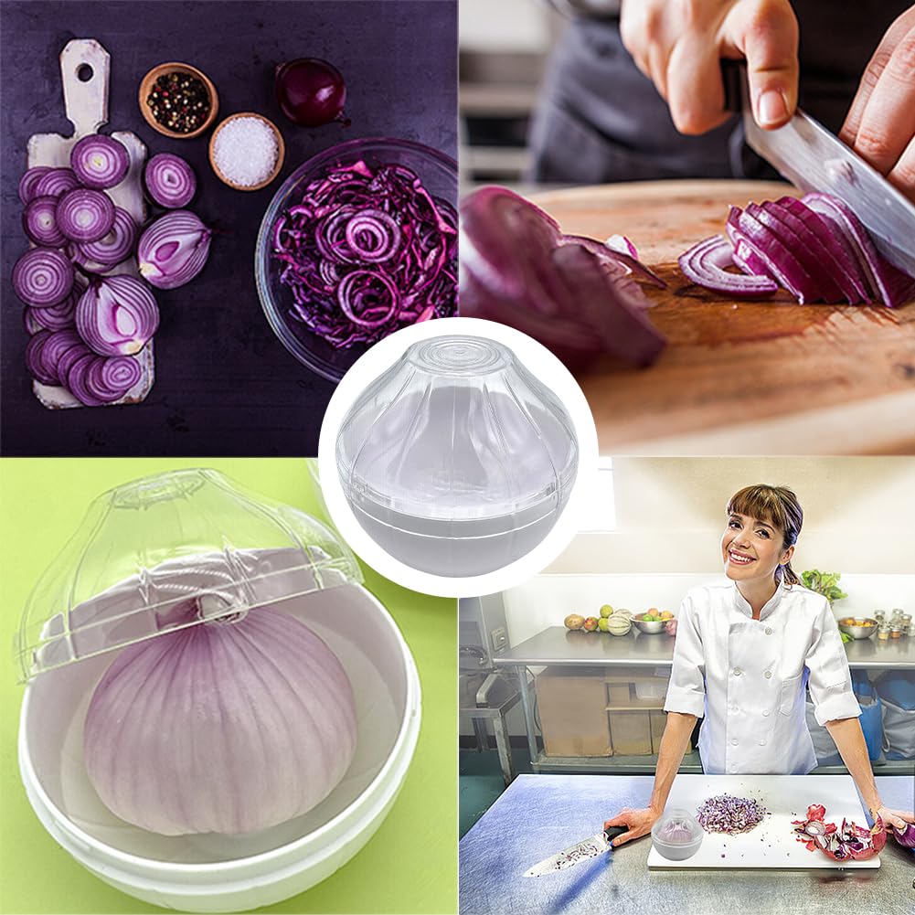 CALIDAKA Onion Keeper Reusable Garlic Shaped Food Saver Storage Containers, Fruit and Vegetable Storage Holder Sealing Box Bowls for Refrigerators, White
