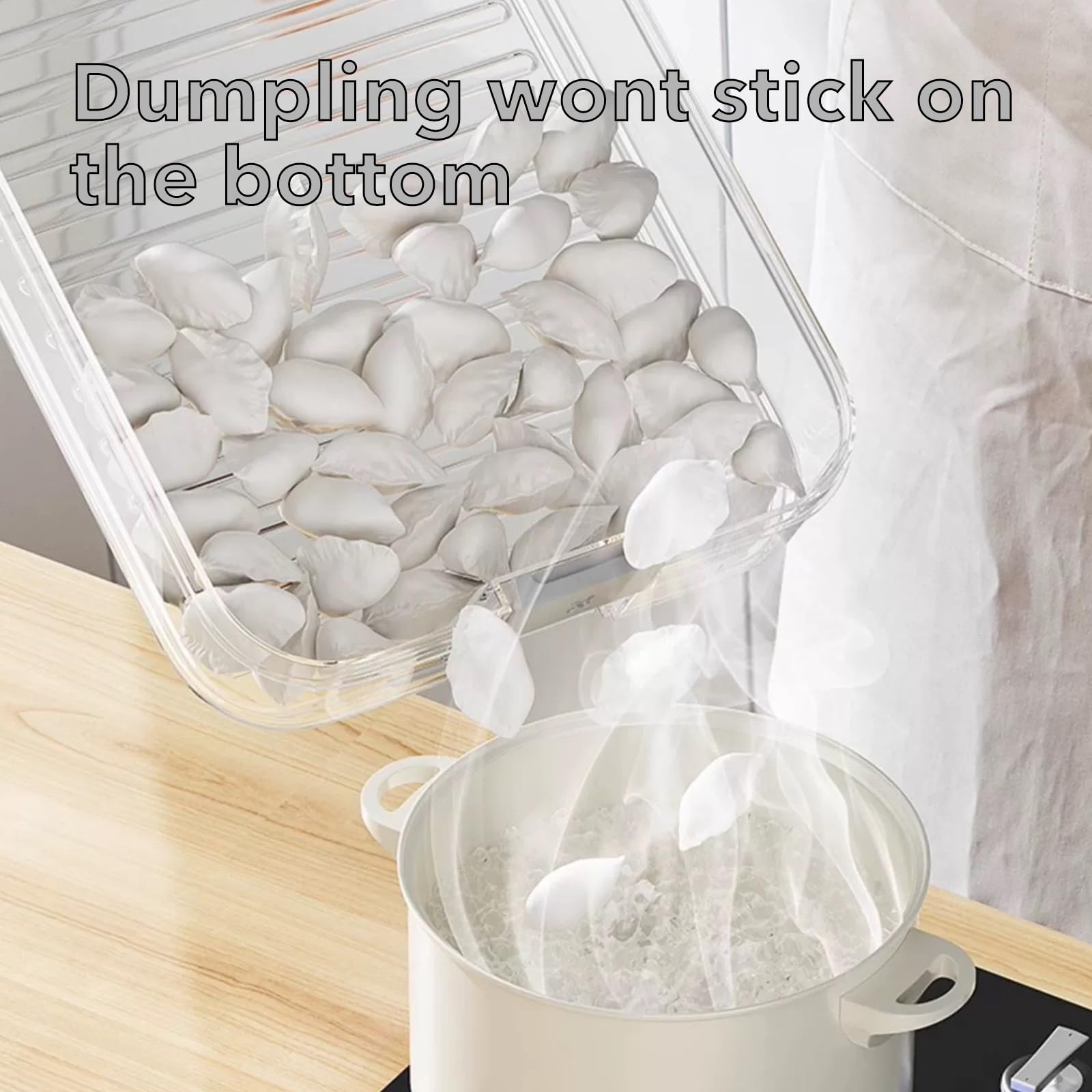 Ahathyw 4-Layer Frozen Dumpling Storage with Lids & Timing, Flat Stacks Food Container Icing Cookies Wonton Donuts Box Organizer For Fridge, Keeping Fresh