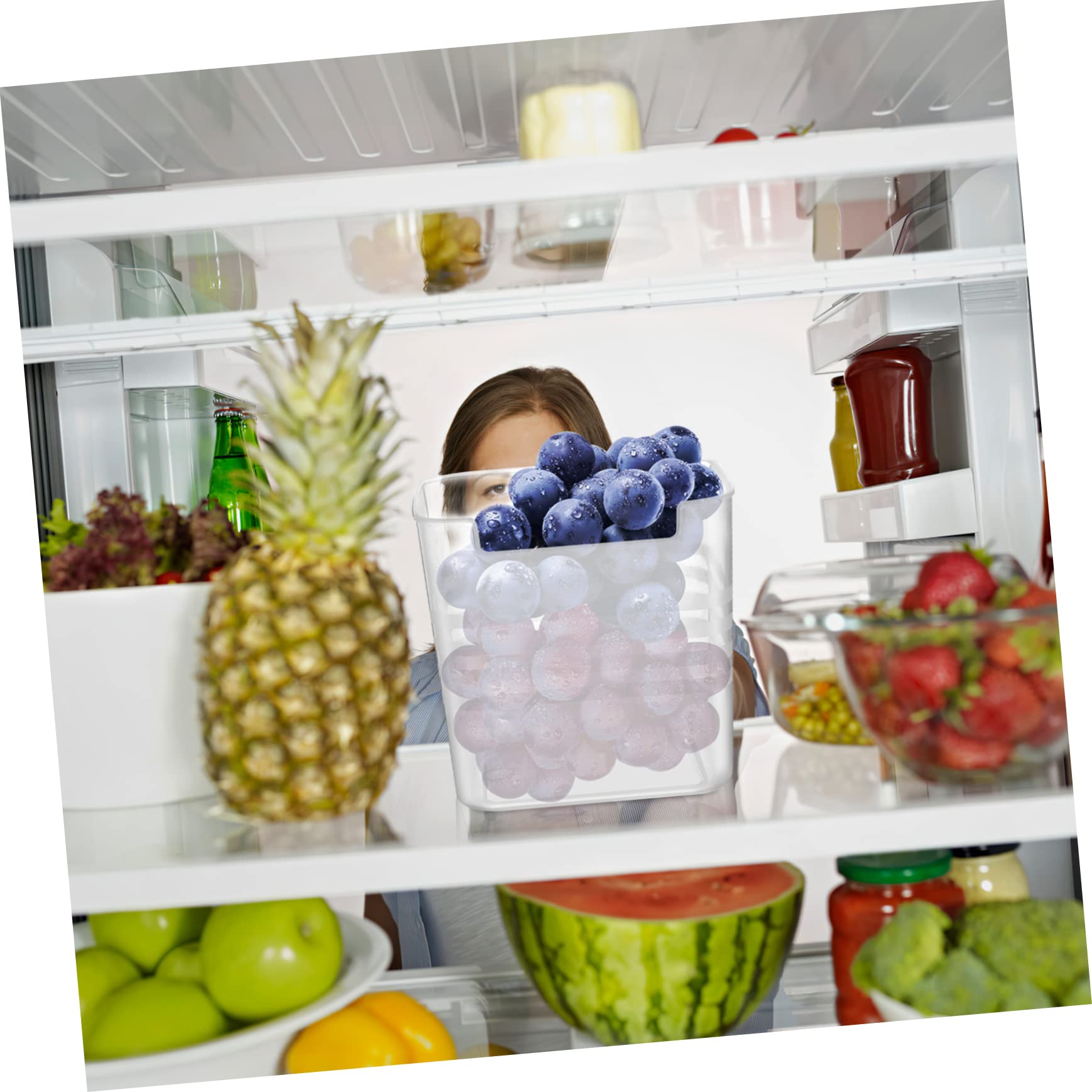 FONDOTIN 2Pcs Translucent Refrigerator Organizer Bins Fridge Side Door Storage Boxes for Home Kitchen Multi Use Storage Solution for Snacks Sauces and Kitchen Essentials