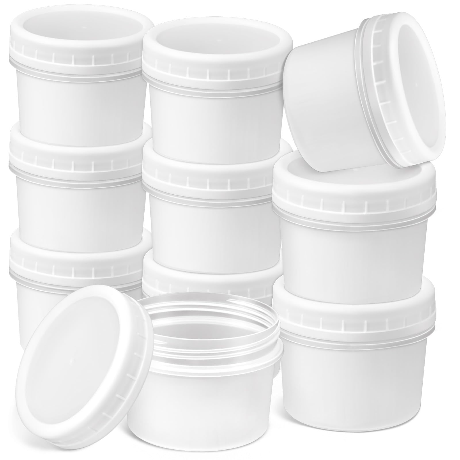 TKOnline 10 Pack 5oz Reusable Small Plastic Containers with Screw Lids, Small Food Storage Freezer Containers, Deli Containers Stackable Food Storage Jars, Sauce Condiment Jars Lunch Box Accessories