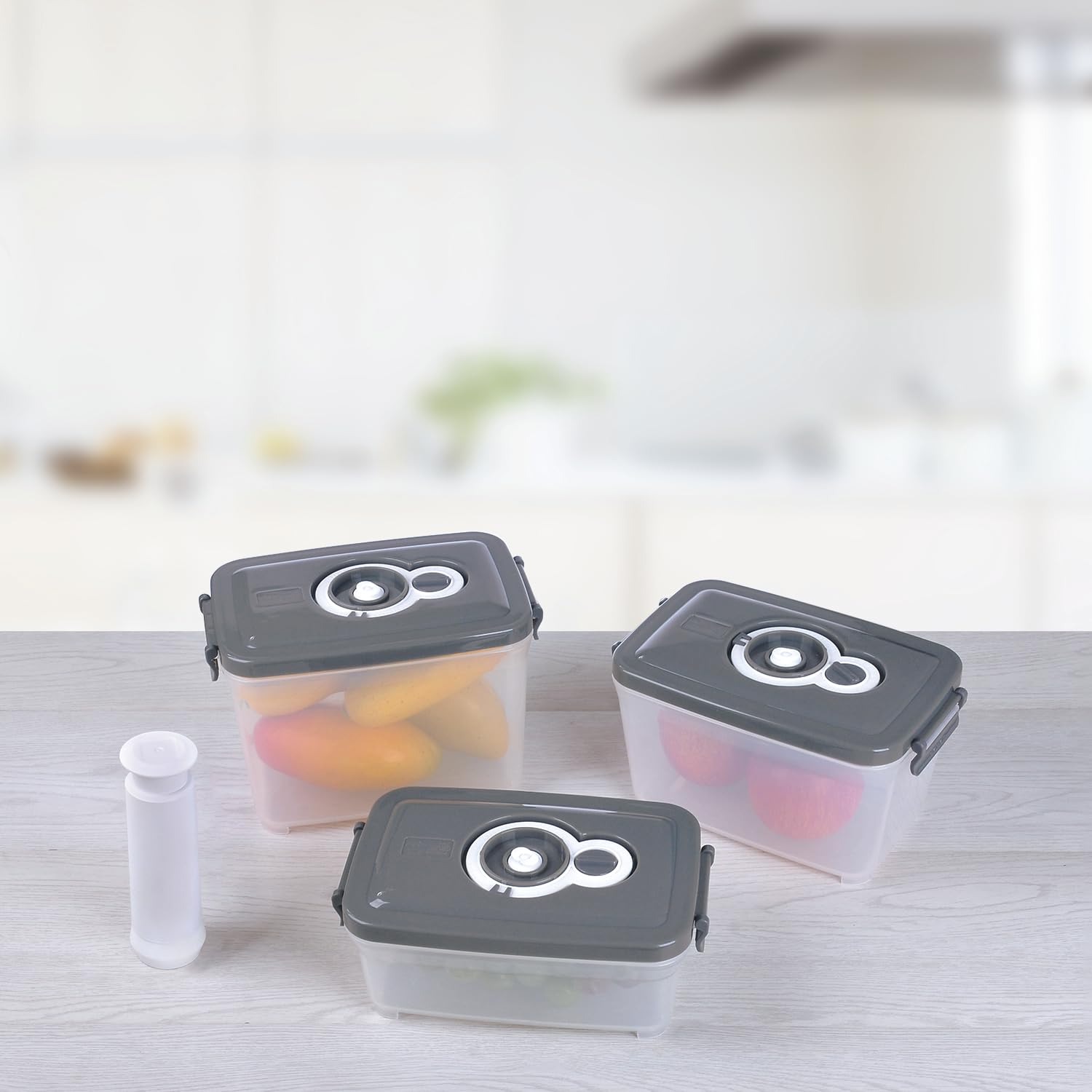 MTR Set of 3 Value Pack Food Storage Containers Vented Hole & Vacuum Pump BPA Free Kitchen Storage Dishwasher Safe Microwave Safe Freezer Safe Airtight Silicone Containers Leakproof & Reusable (3)