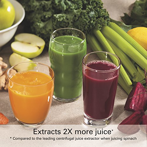 Hamilton Beach 67951 Cold Press Masticating Juicer Machine, Slow and Quiet Action, Juice Fruits & Vegetables, BPA Free, Easy Clean, 150 Watts, Silver