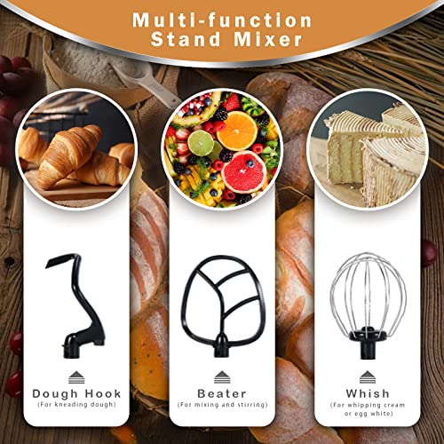 Stand Mixer, 8.5QT 8 in 1 Multifunctional Kitchen Electric Mixer with Dough Hook, Whisk, Beater,Meat Grinder, Blender, Pasta attachment, 5-Speed with LED Key (Red)