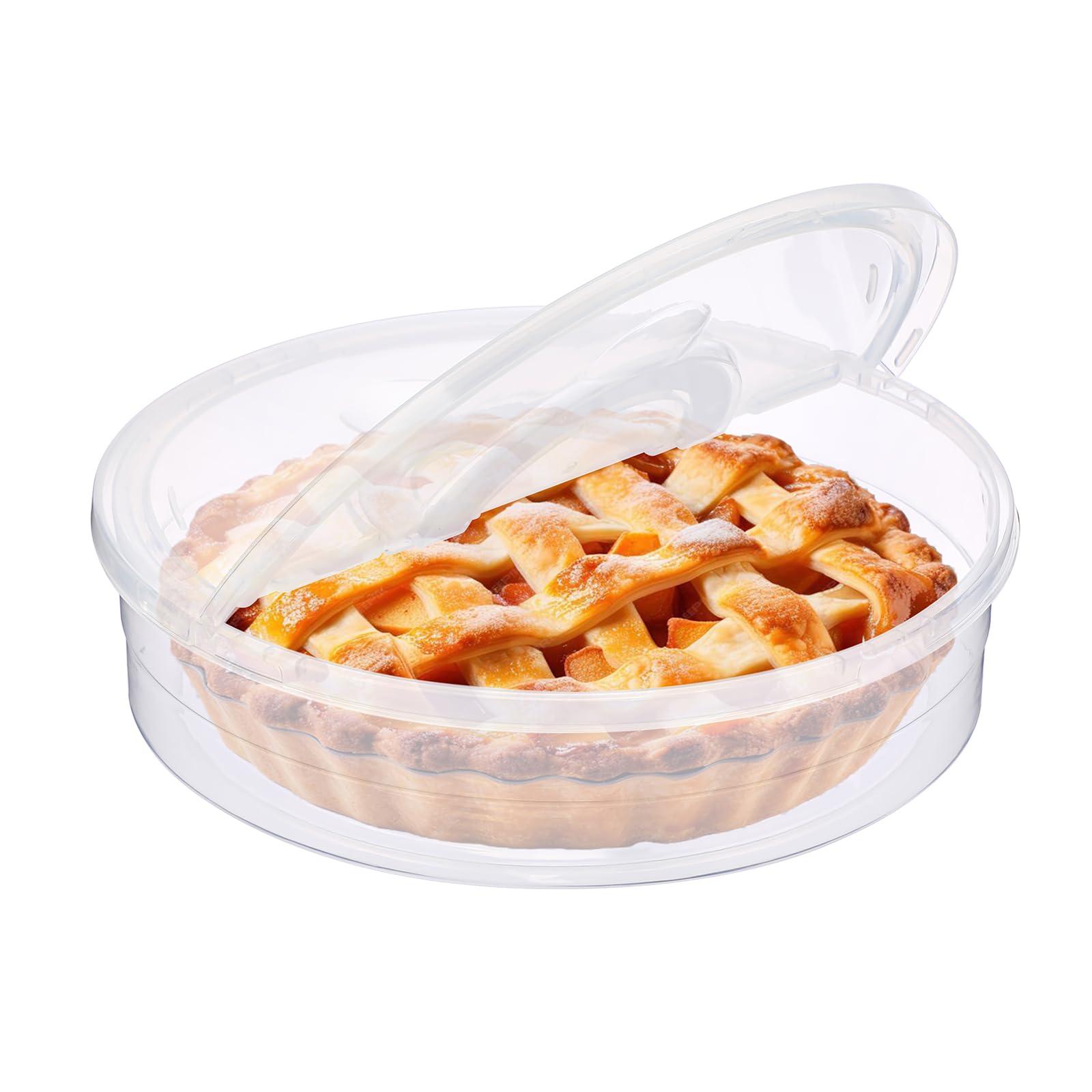BSTKEY 12 inch Round Pizza Keeper, Food Storage Container with Lid and Handle, Pizza Dough Tray Fits 2-4 Dough Balls, Clear Plastic Food Storage Carrier for Cheese Cake Cupcakes Pies Pastries Fruit
