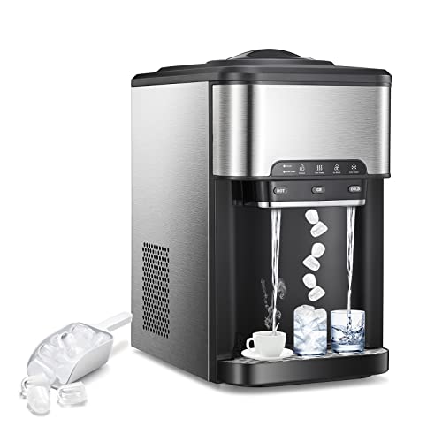 Antarctic Star 3-in-1 Water Cooler Dispense with Built-in Ice Maker, 3 Temperature Settings - Hot, Cold & Ice Holds 3 - 5 Gallon Bottles for Home, Kitchen,School, ETL(Stainless Steel)