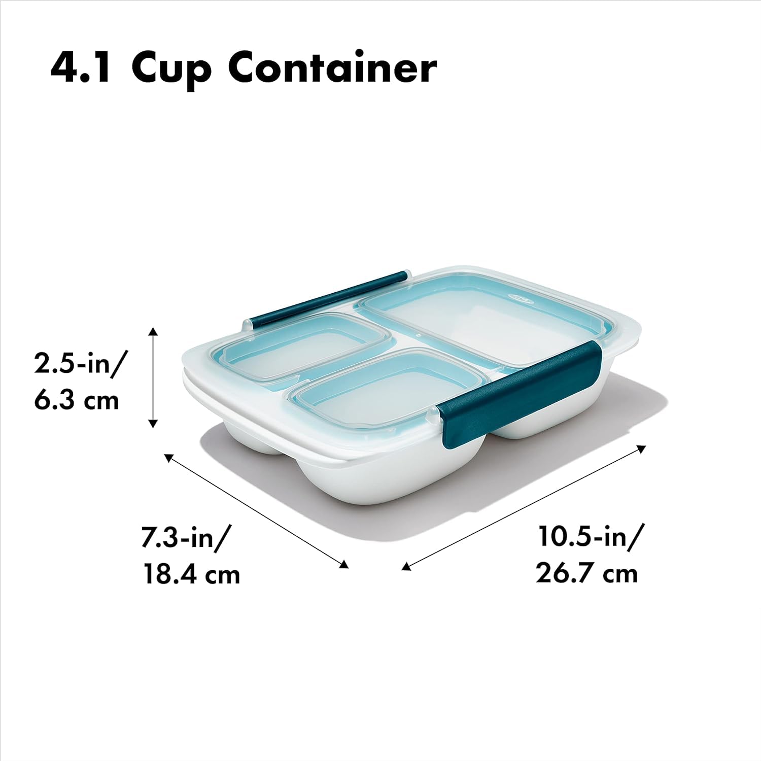 OXO Good Grips Prep & Go Divided Container 4.1 Cups/1 L - Leakproof Food Storage, Pack of 4