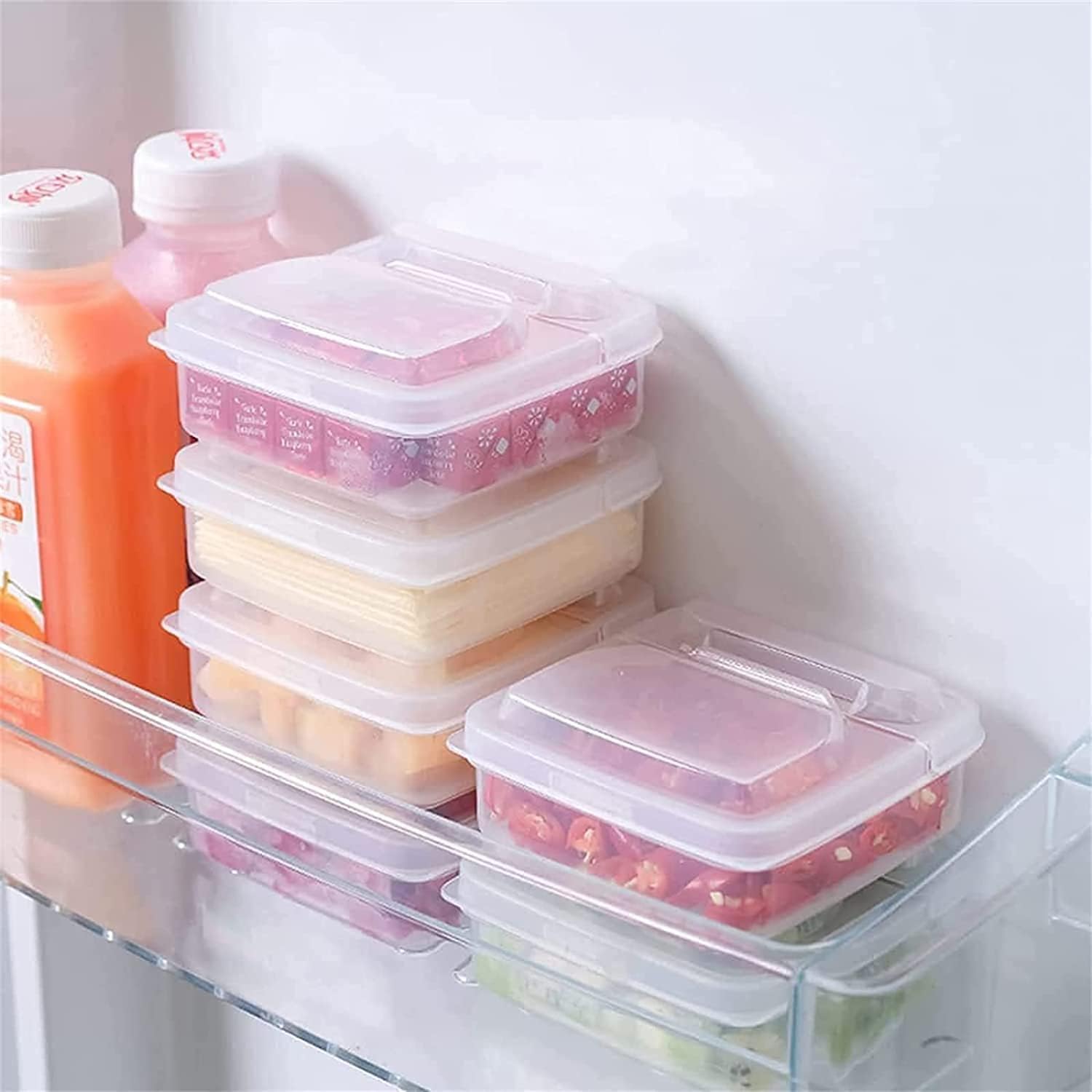 2PCS Sliced Cheese Container for Fridge with Flip Lid,Butter Block Cheese Slice Storage Box,Portable Leakproof Clear Flip Top Storage Box,Vegetable and Fruit Fresh-Keeping Box Food Container Sets