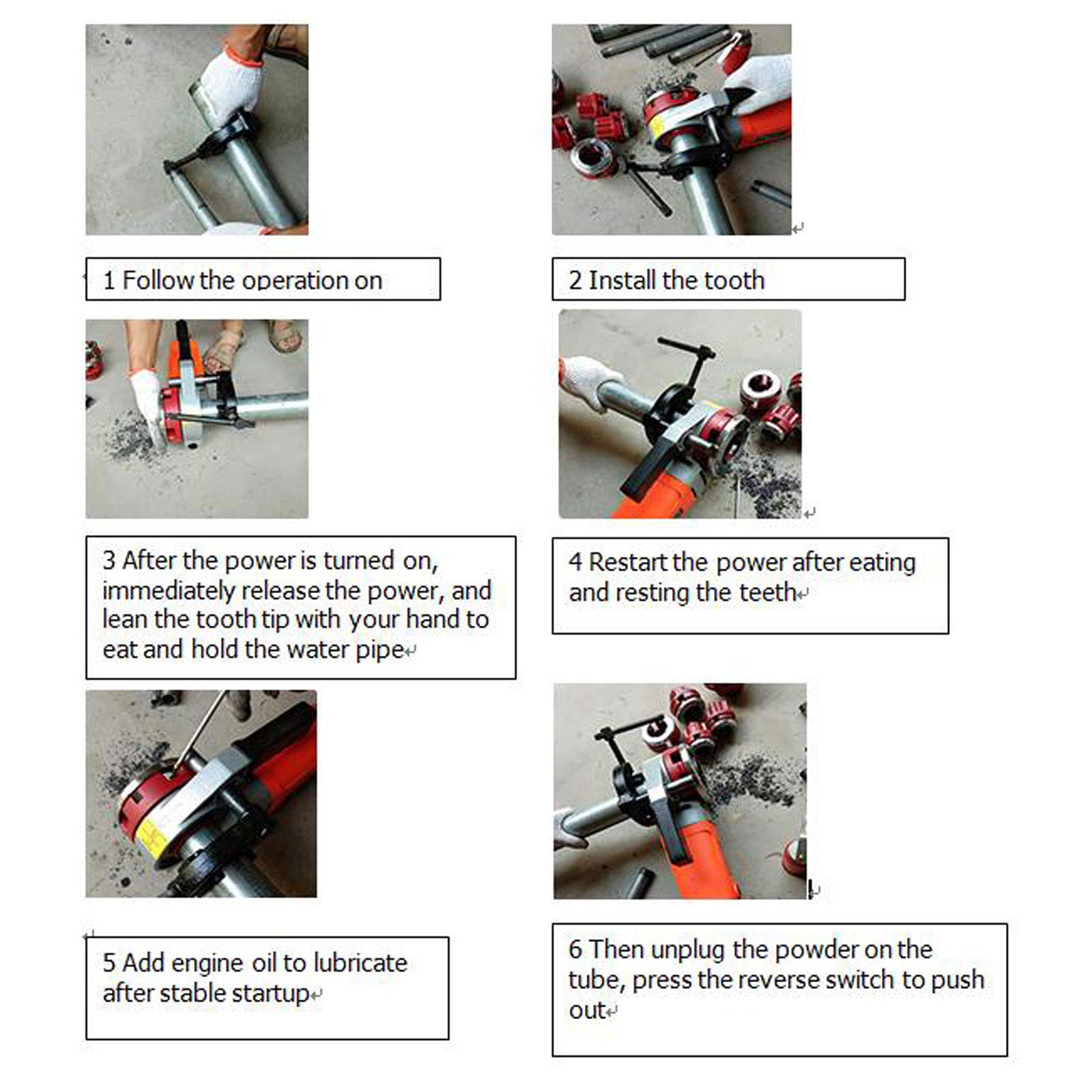 Electric Pipe Threader Tool Kit 2300W 110V, Portable Handheld Electric Pipe Threader Threading Machine With 6 Dies 1/2-Inch to 2-Inch Pipe Threading Die Heads, Ratchet Pipe Threader Kit