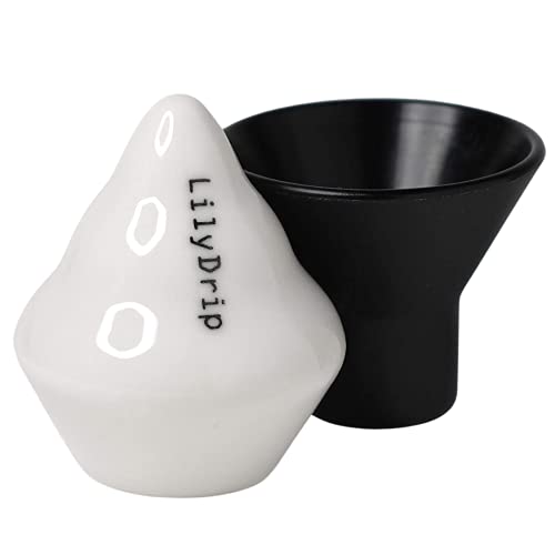 LilyDrip Ceramic Pour Over Coffee Maker Set Makes Coffee Taste Better, Hand Drip Coffee Maker Brews More Evenly with Better Extraction, Coffee Dripper Set Improves Flow Rate, Fits V60, Origami - COS