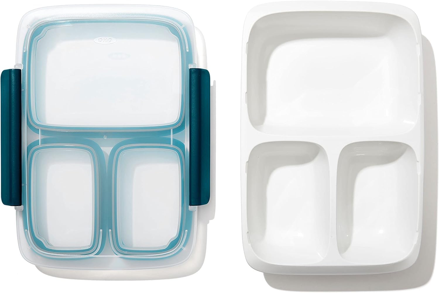 OXO Good Grips Prep & Go Divided Container 4.1 Cups/1 L - Leakproof Food Storage, Pack of 4