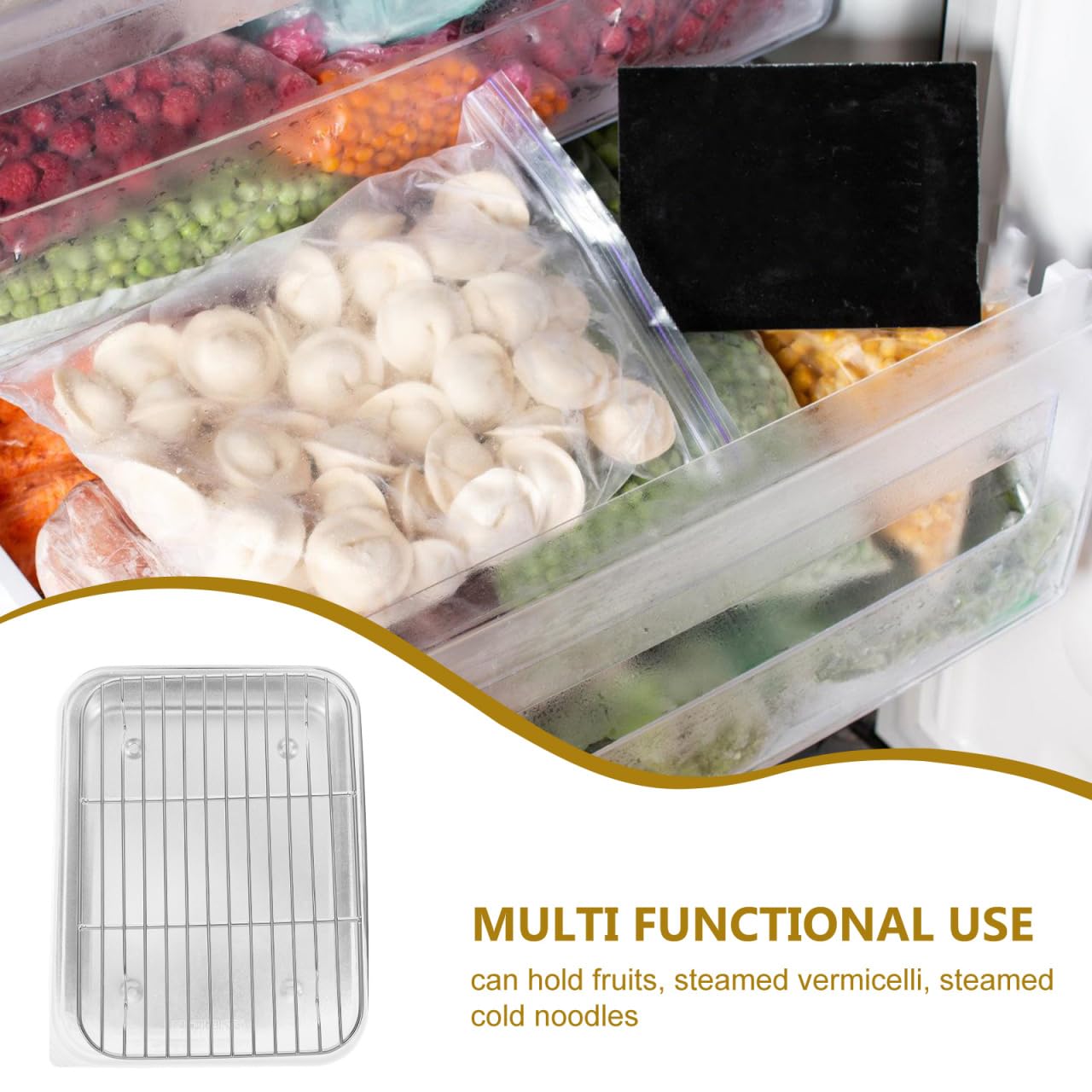 DECHOUS Dumpling Storage Box, Freezer Dumpling Storage Container with Lid Stainless Steel Food Storage for Multipurpose Use Metal Food Container Fridge Dumpling Box