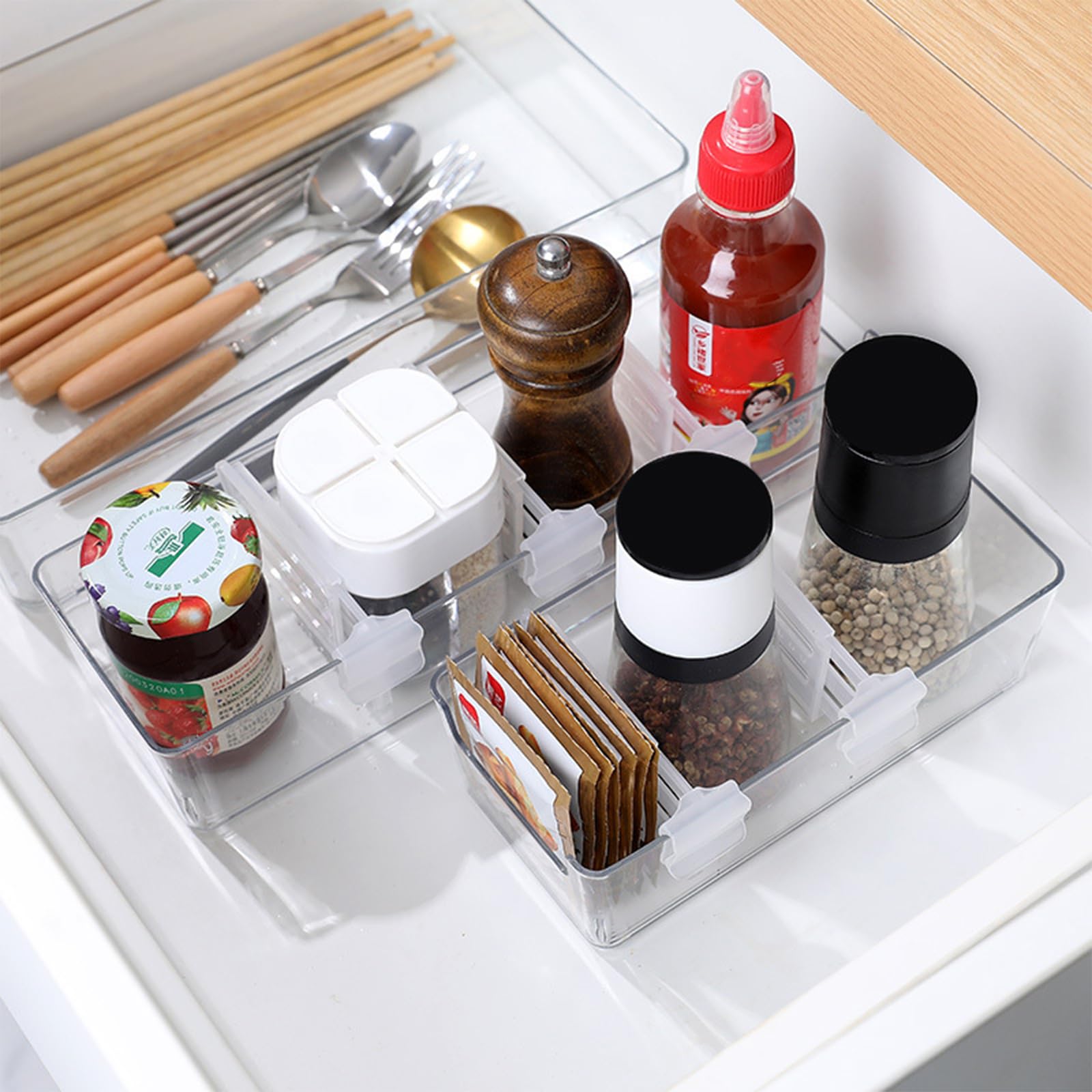 Nokiils 12 Pcs Fridge Door Organizer, Adjustable Snap-on Refrigerator Door Organizer, Fridge Dividers Retractable Separators for Home Kitchen Office Supplies (Transparent), BXFGB-011