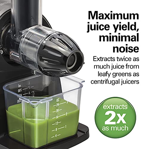 Hamilton Beach 67951 Cold Press Masticating Juicer Machine, Slow and Quiet Action, Juice Fruits & Vegetables, BPA Free, Easy Clean, 150 Watts, Silver