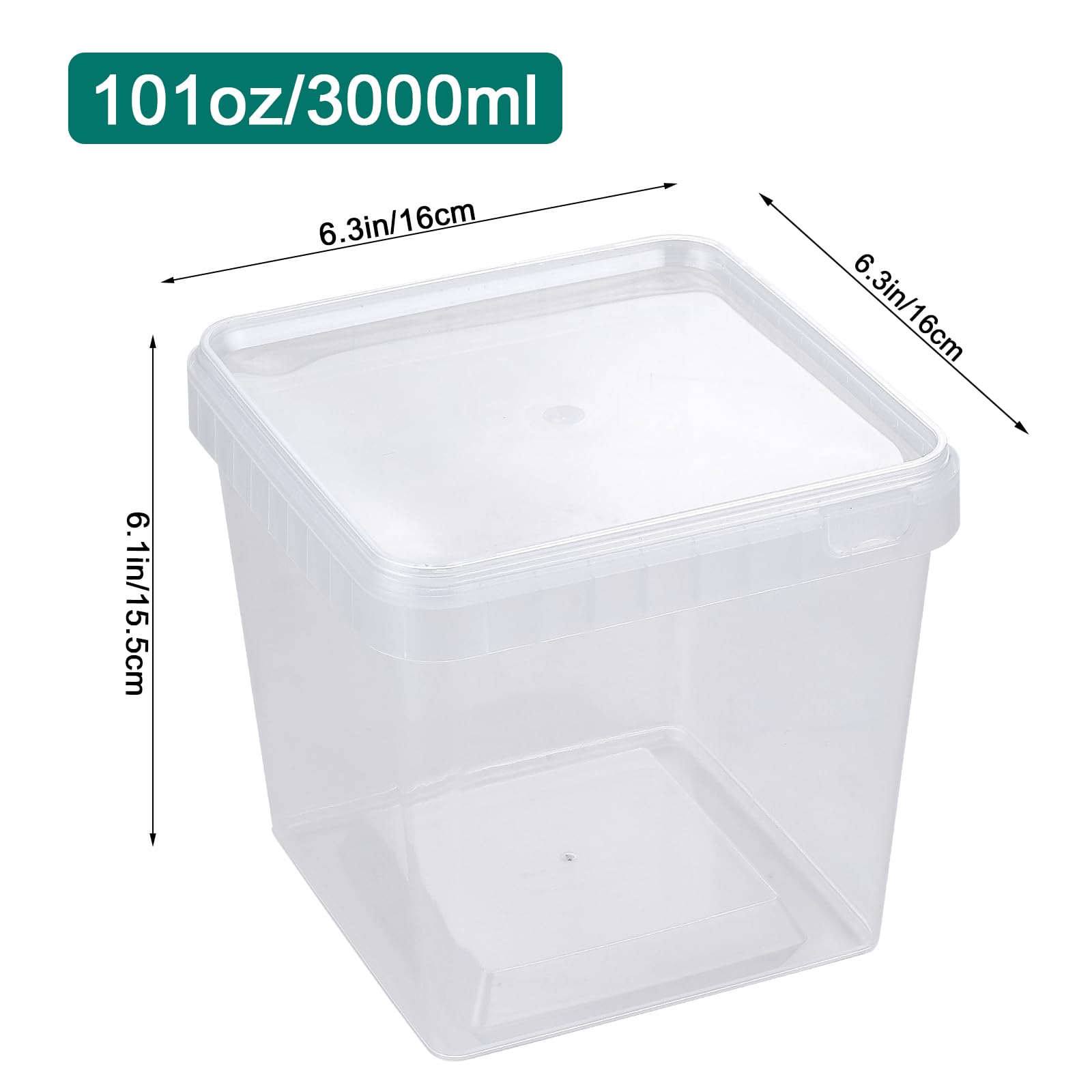 SHPii 101 oz Square Clear Extra Thick Deli Containers with Lids,BPA-Free,Freezer and Microwave Safe Food Storage Containers,Reusable,Meal Prep,Take-out,Restaurant Supplies.(8 Pcs)