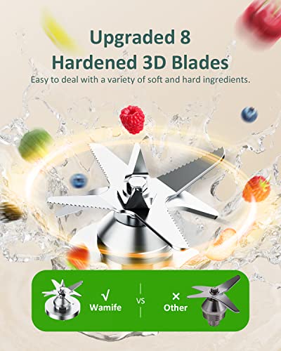 Wamife Professional Countertop Blender - Commercial Blender with Stepless Speed, Blenders for Kitchen with 5 Presets & 70 oz Tritan Container, High-Speed Smoothie Maker for Shakes and Smoothies