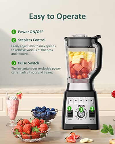 Wamife Professional Countertop Blender - Commercial Blender with Stepless Speed, Blenders for Kitchen with 5 Presets & 70 oz Tritan Container, High-Speed Smoothie Maker for Shakes and Smoothies