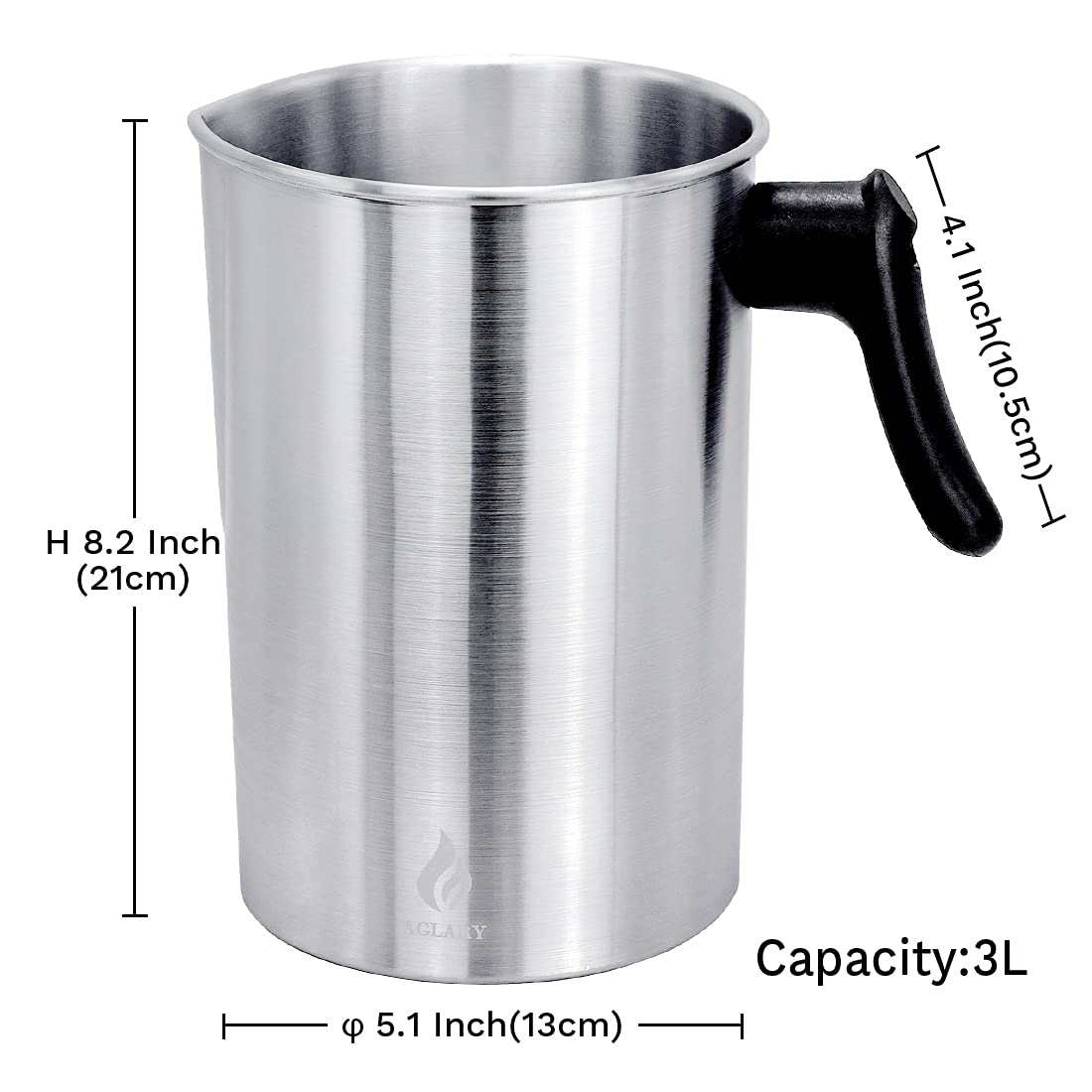 AGLARY Candle Making Pouring Pot, Double Boiler Aluminum Candle Wax Melting Pitcher,Holds for 4 Pounds Wax,with Heat-Resistant Handle and Dripless Pouring Spout,Wax melt containers,3L