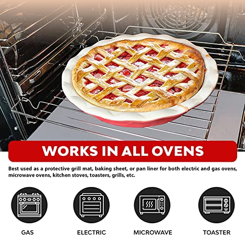 Oven Liners for Bottom of Oven, Silver 17" x 25" - Premium Large Thick Oven Mats, Heavy Duty Oven Liners for Bottom of Electric Oven, Gas Oven, Microwave, etc. - Non Stick Teflon Oven Liners (4-Pack)